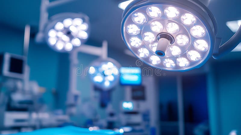 A Blurred Background of an Operating Room with Surgical Lights Stock ...