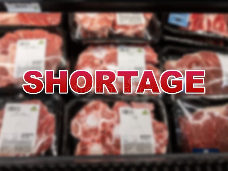 Blurred Background of Packaged Red Meat for Sale with the Red Text ...