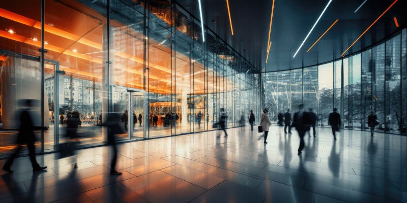 Blurred Background, People on Move in the Office. Generative AI Stock ...