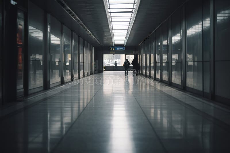 Blurred Background of People Walking through Empty Public Spaces. Stock Illustration ...
