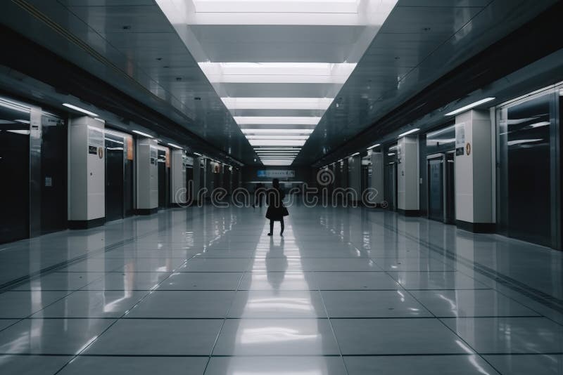 Blurred Background of People Walking through Empty Public Spaces. Stock Illustration ...