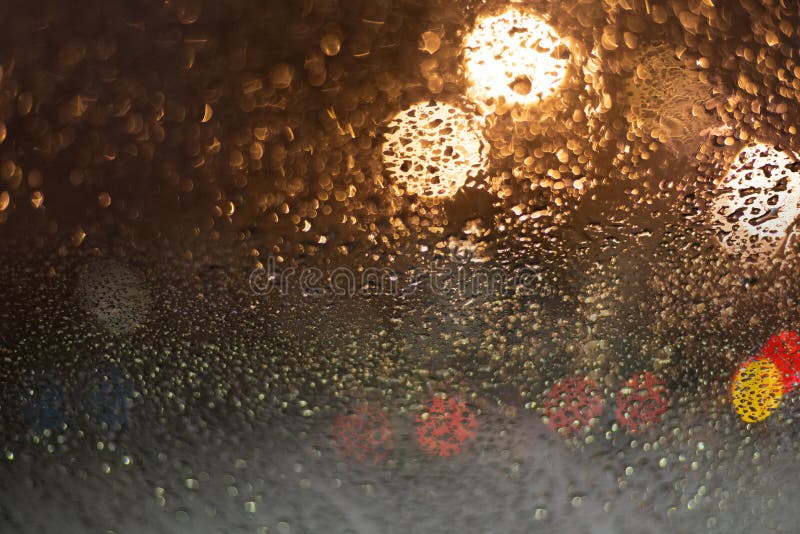 Blurred Background with Raindrops and Lights Stock Photo - Image of ...