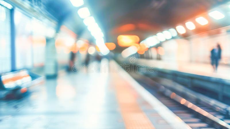 A Blurred Background of a Train Station Platform Walkway Stock ...