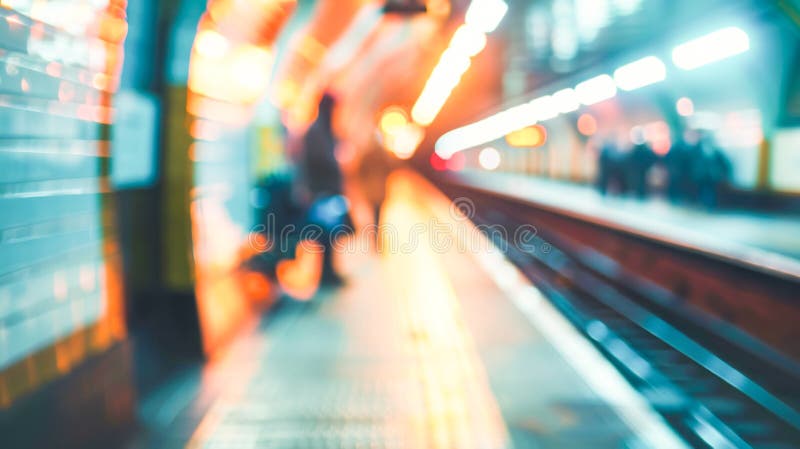 A Blurred Background of a Train Station Platform Walkway Stock ...