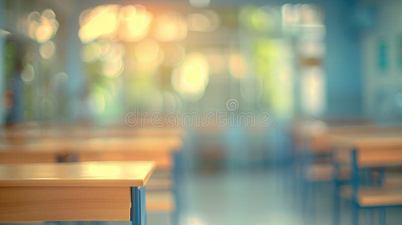 Blurred Background View of an Empty School Classroom without Students ...