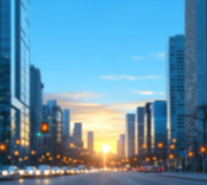 Blurred Backround of Modern Cityscape with Skyscrapers Stock ...