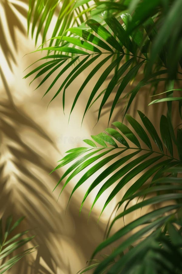 Blurred Beautiful Background with Shadows from Palm Leaves and Large ...