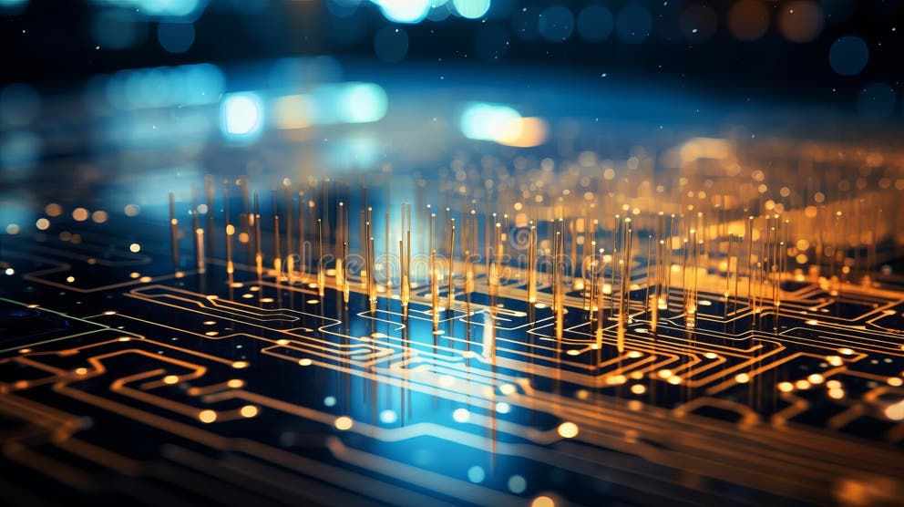 Blurred Bokeh with Binary Code and Computer Circuitry for a Captivating Technology Themed Design ...