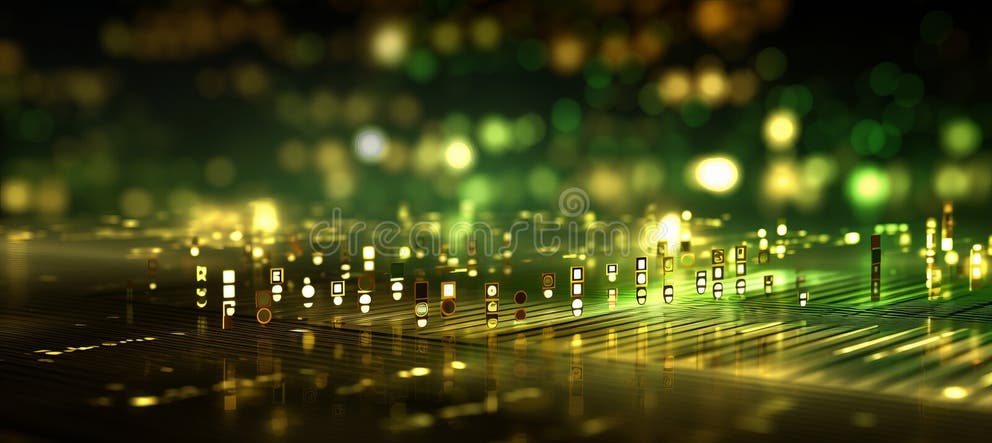 Blurred Bokeh Effect With Binary Code And Computer Circuitry For A