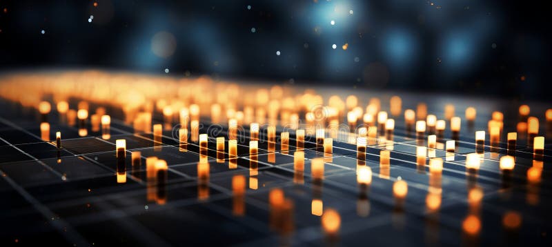 Blurred Bokeh Effect With Binary Code And Computer Circuitry For A Technology Themed Design