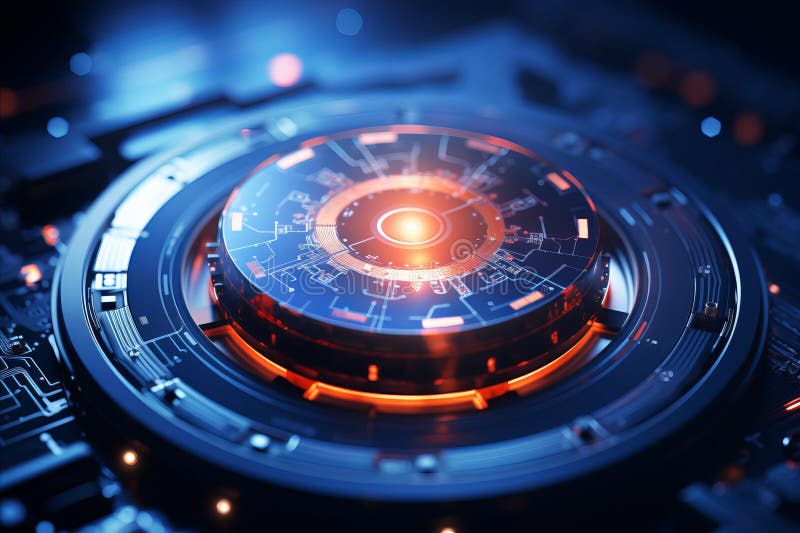 Blurred Bokeh Effect with Glowing Tech Symbols and Futuristic Visuals ...