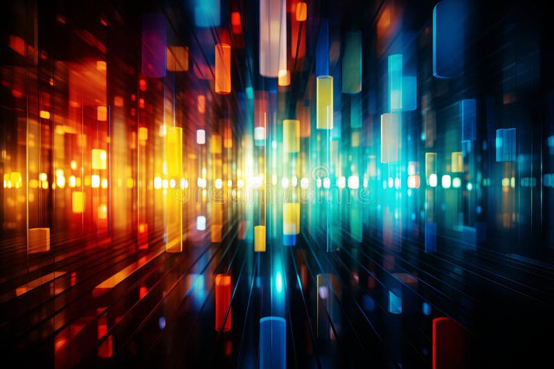 Blurred Bokeh Effect with Glowing Tech Symbols and Futuristic Visuals ...