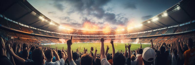 Blurred Bokeh Effect Stadium Filled with Cheering Fans, Bright Game ...