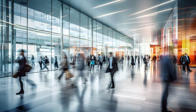 Blurred Business People Fast Movement in Office Background Stock ...