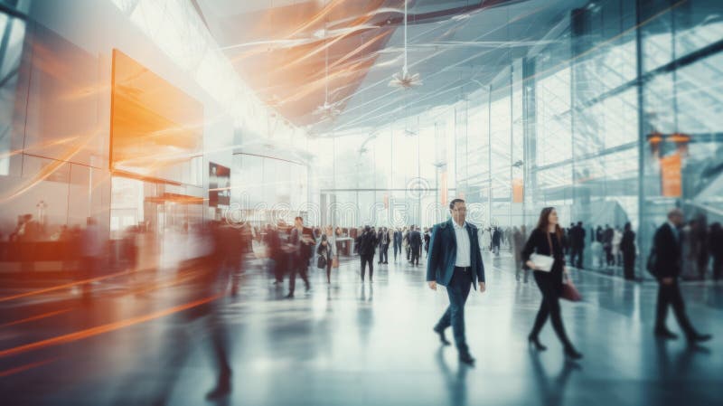 Blurred Business People at a Trade Fair. Neural Network AI Generated ...