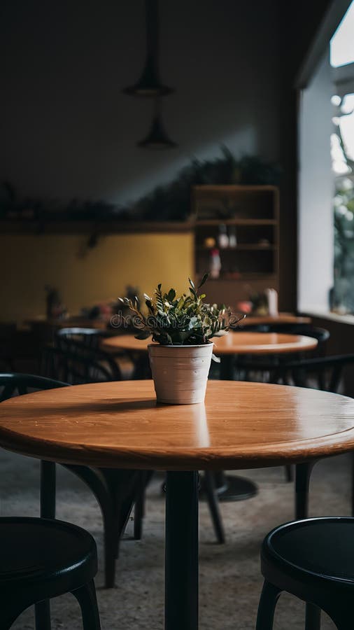Blurred Cafe or Restaurant Background, Empty Wooden Table Stock ...