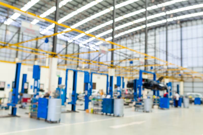 Blurred Car Repair Service Centre Interior and Auto Repair Service ...