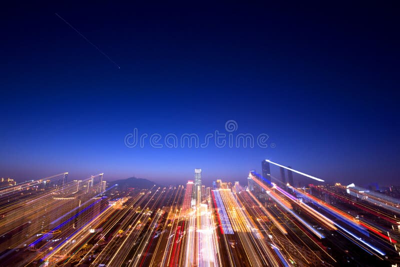 Blurred City Building at Night Stock Image - Image of night, building ...
