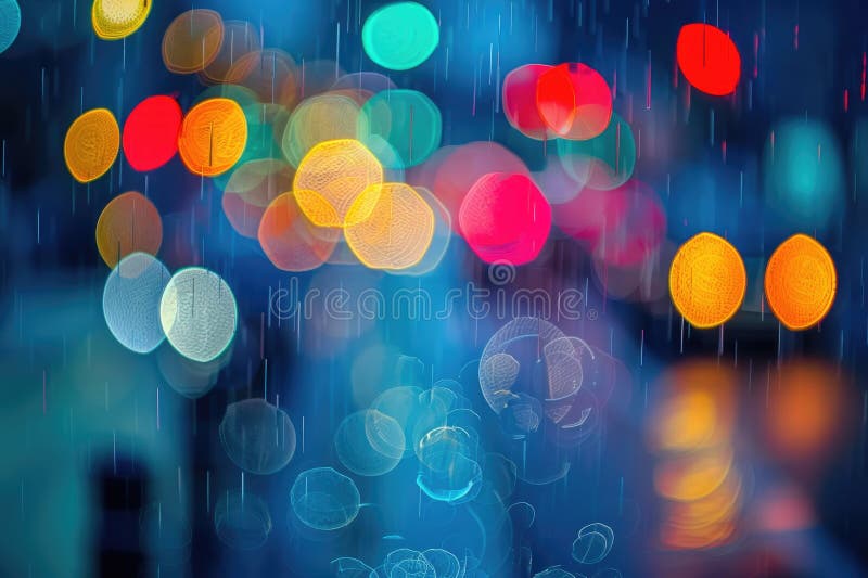 Blurred City Lights in the Rain - Bokeh Effect at Night Stock Photo ...