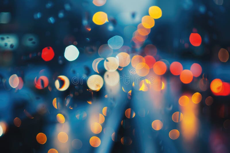 Blurred City Lights in the Rain - Bokeh Effect at Night Stock Image ...