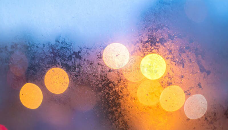 Blurred City Lights through Rainy Window at Night Stock Illustration ...