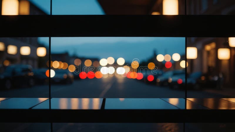 Blurred City Lights Viewed through Bars at Night, Creating a Vibrant ...