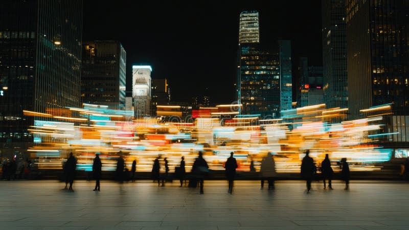 Blurred City Night Lights with Fast Urban Motion Streaks Background ...