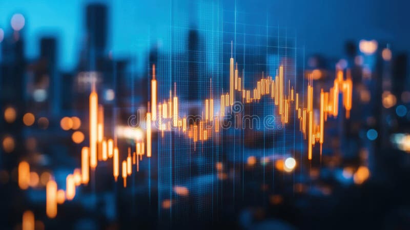 Stock Market Chart Overlay on City Night Lights. AI Generated Stock ...