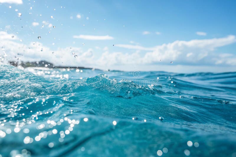Blurred Clear Blue Transparent Smooth Calm Water Surface Texture Stock ...