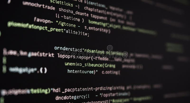 Blurred Close-up of a Computer Screen Displaying Lines of Code. Text ...