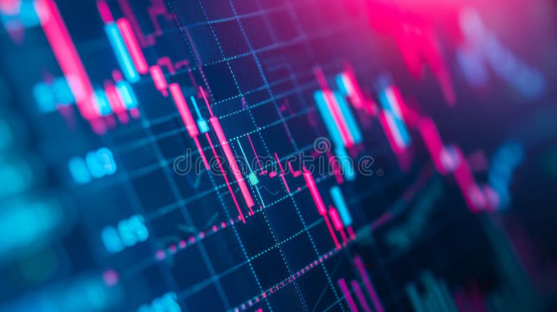 A Blurred Close-up View of a Financial Stock Market Graph on a Digital ...