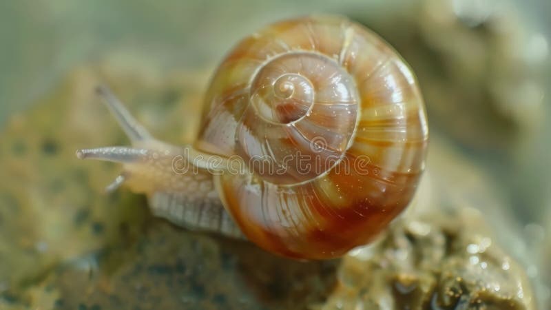 A Blurred Closeup of a Small Snails Shell Revealing a Thin Layer of ...