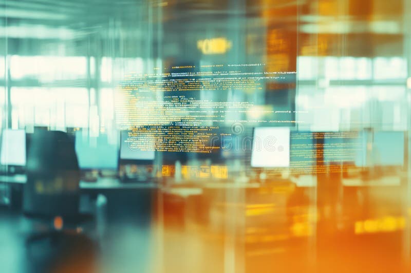 Blurred Coding Workspace with Screens and Code Stock Image - Image of screens, projects: 378700779