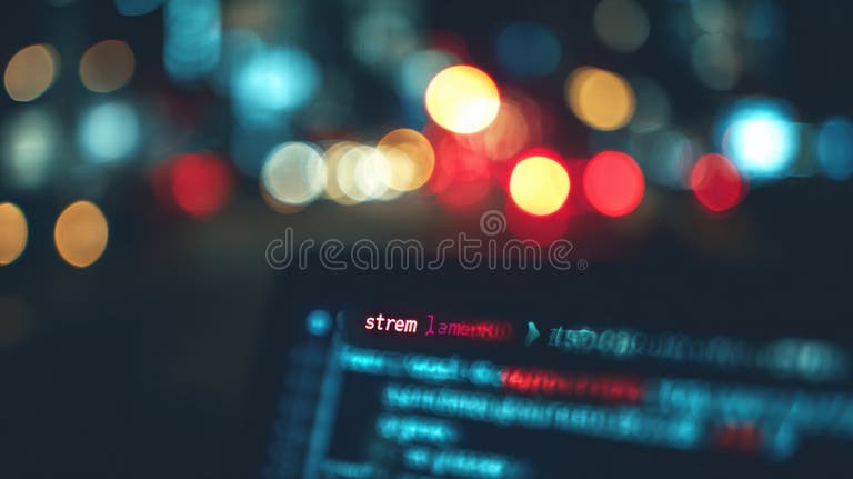 Blurred Computer Screen Displays Eye Strain Message in Dark Ambient ...