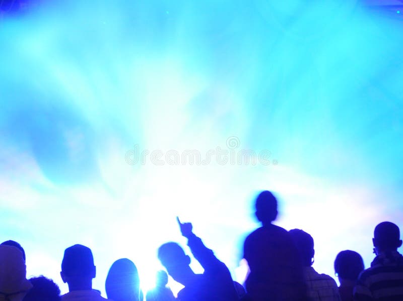 Blurred Crowd Against Blue Light Stock Image - Image of event, abstract ...