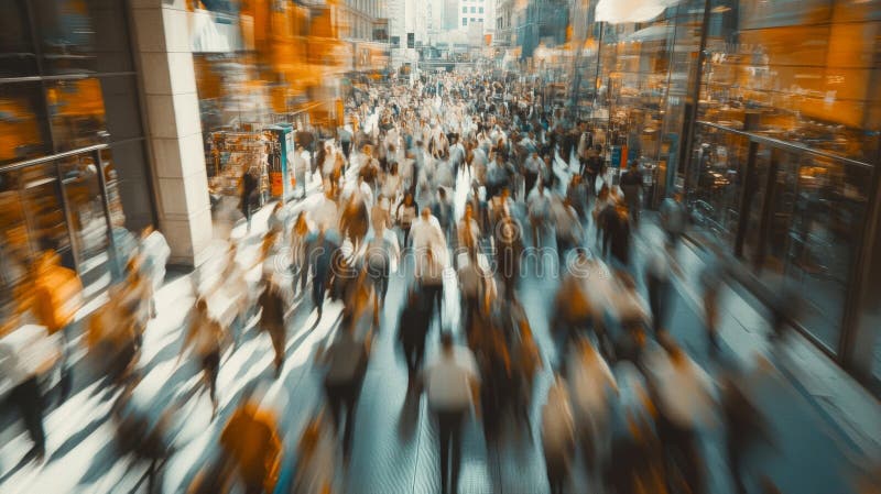 Blurred Crowd Moving through City Street Stock Illustration - Illustration of city, dynamic ...