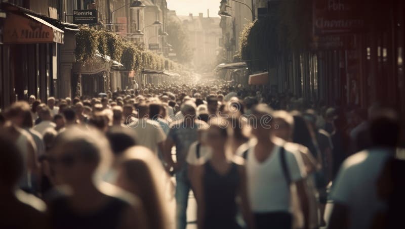 Blurred Crowd of Unrecognizable Downtown - Generative AI Stock ...
