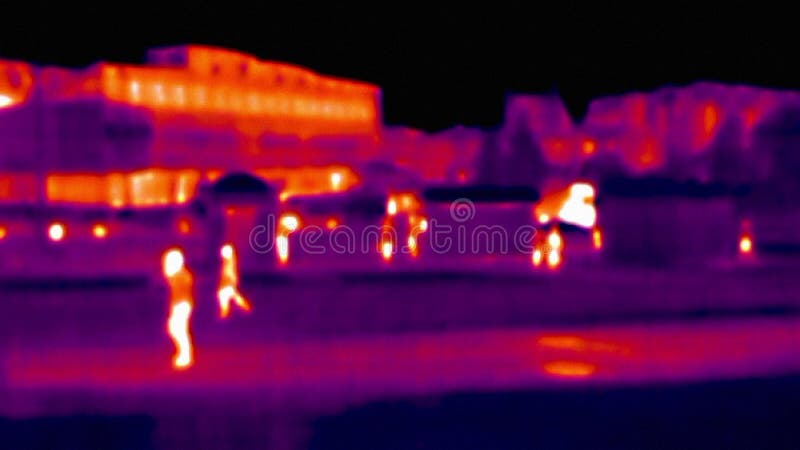 Blurred Crowd of Unrecognizable at the Street, Thermal Vision View ...