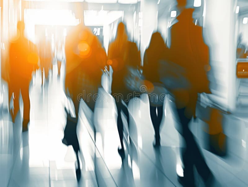 Blurred Crowd Walking through Busy Shopping Mall with Sunlight Stock ...