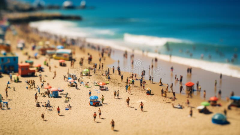 Blurred Crowded Day at the Beach on Sunny Summer Day and Tilt Shift ...