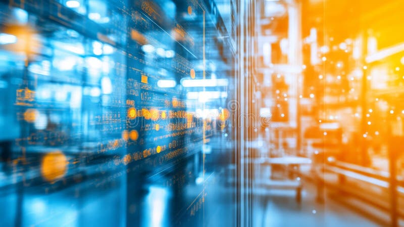 Blurred Data Center Abstract Server Room Background with Futuristic ...