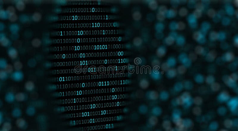 Computer Technology Background Concept, Virtual Numbers 0 and 1 Codes in Dark Blue Background ...