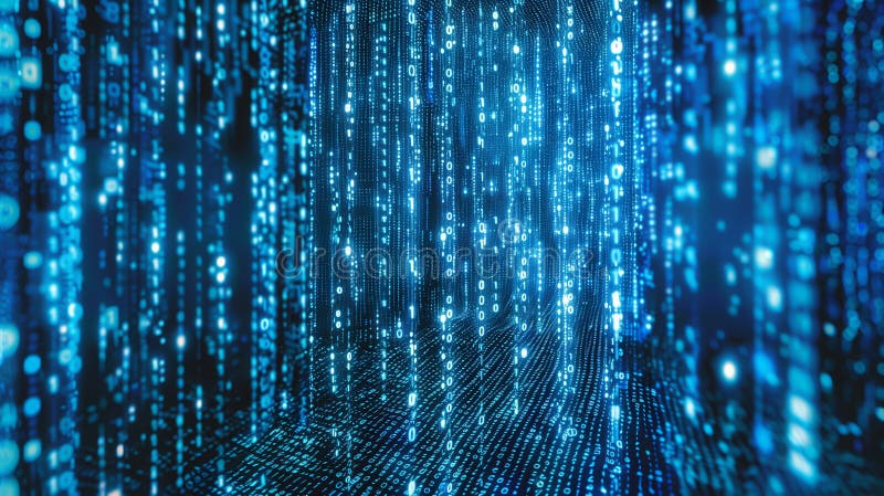 Blurred Digital Binary Code Technology Computer Background Stock