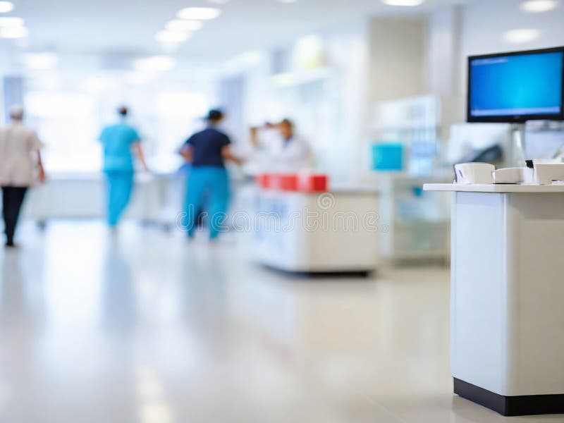Blurred Dispense Counter of Hospital or Clinical Stock Illustration ...