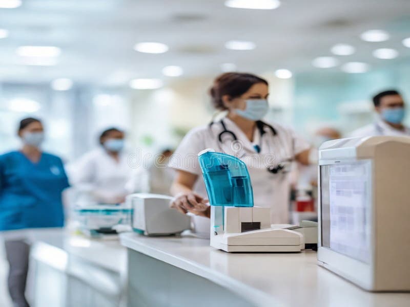 Blurred Dispense Counter of Hospital or Clinical Stock Illustration ...