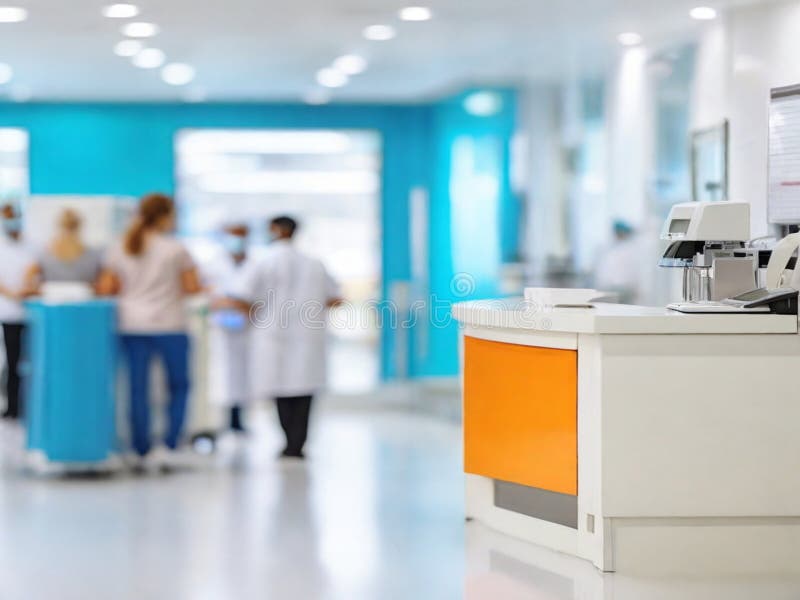 Blurred Dispense Counter of Hospital or Clinical Stock Illustration ...