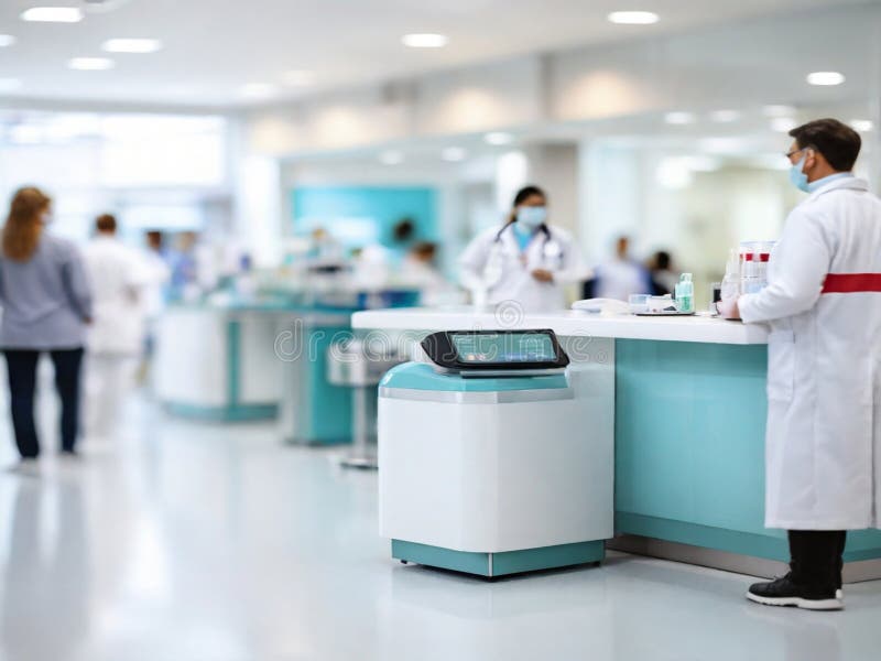 Blurred Dispense Counter of Hospital or Clinical Stock Illustration ...