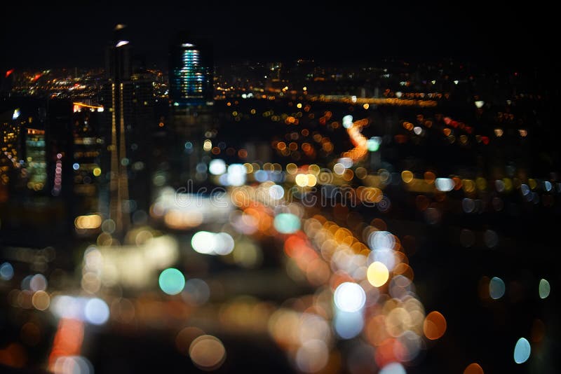 Blurred Dramatic Night View of City with Abstract of LED, Neon Lights ...