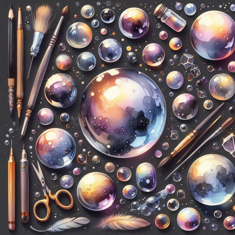 Blurred Edge Bubbles Watercolor Bubbles with Soft Blurred Edges Stock ...