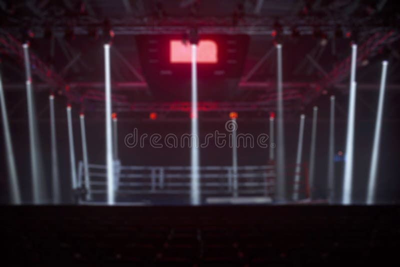 Blurred Empty Boxing Ring Lit by Spotlights Stock Image - Image of ...